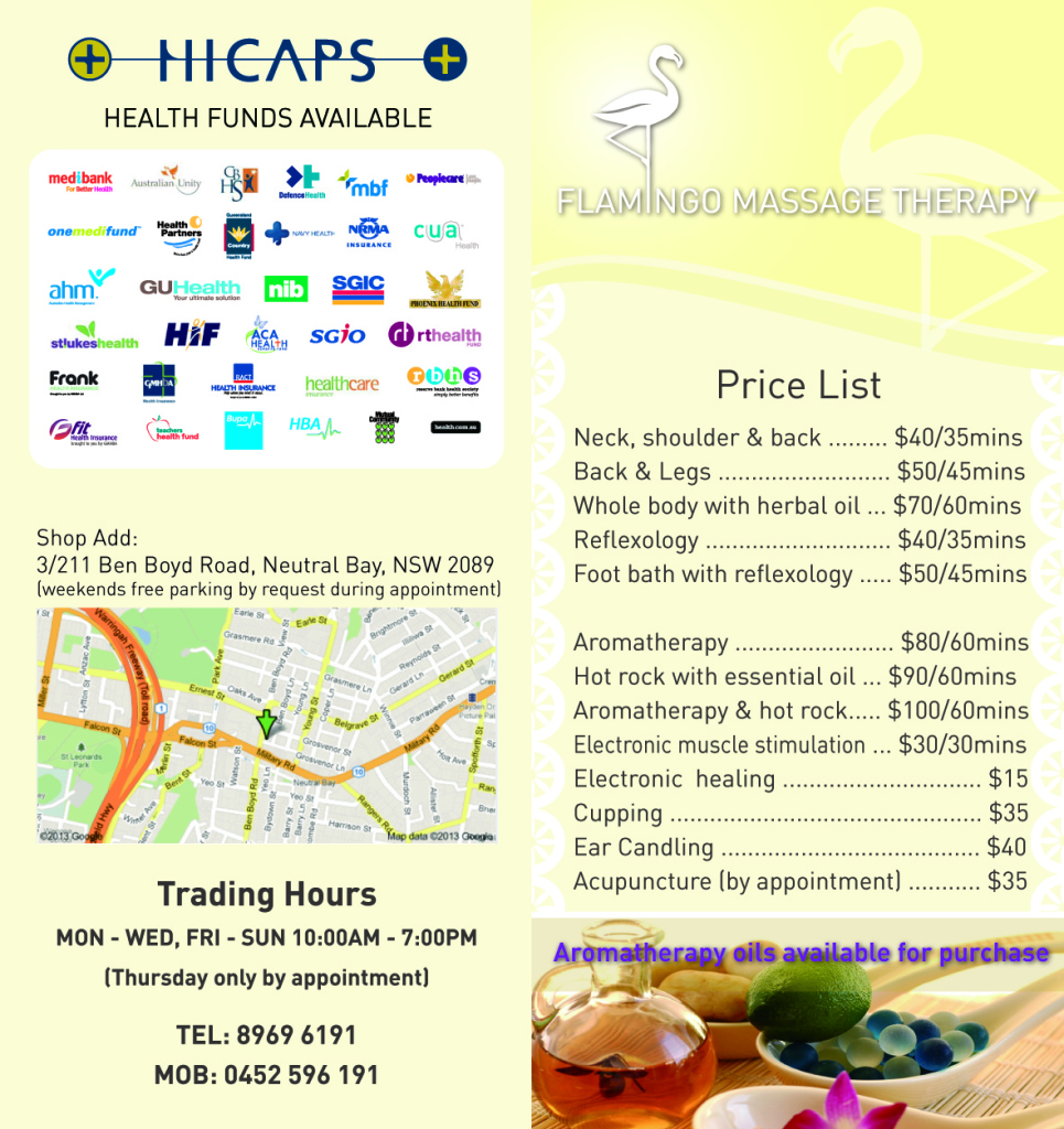 Flamingo Massage Therapy 3 211 Ben Boyd Road, Neutral Bay, 2089
