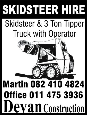 SKIDSTEER , TLB & TIPPER TRUCK HIRE Kloofendal, Roodepoort, 1714